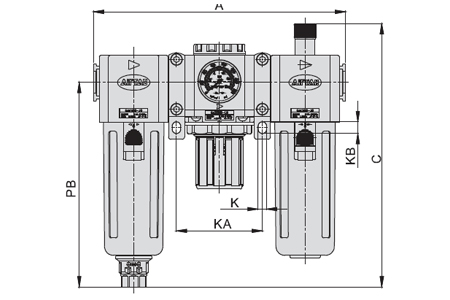 ชุดกรองลมดักน้ำ รุ่น GAC (AirTAC FRL GAC Series)